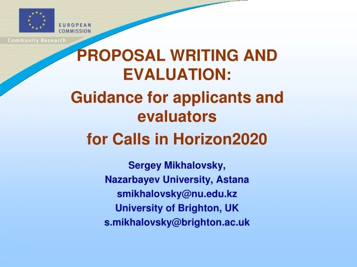 PPT - PROPOSAL WRITING AND EVALUATION: Guidance for applicants and ...