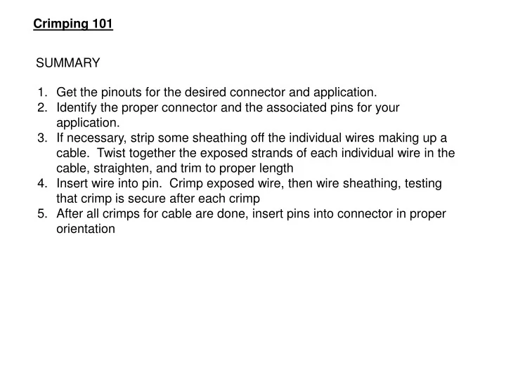 PPT - Crimping 101 PowerPoint Presentation, free download - ID:9639581