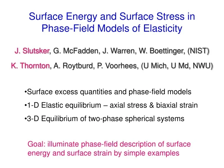 PPT - Surface Energy and Surface Stress in Phase-Field Models of Elasticity PowerPoint ...