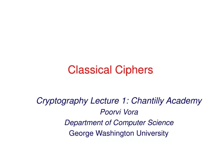 Ppt Classical Ciphers Powerpoint Presentation Free Download Id 9641925