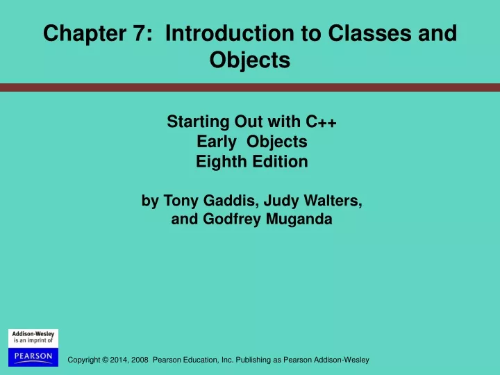 Ppt Chapter 7 Introduction To Classes And Objects Powerpoint