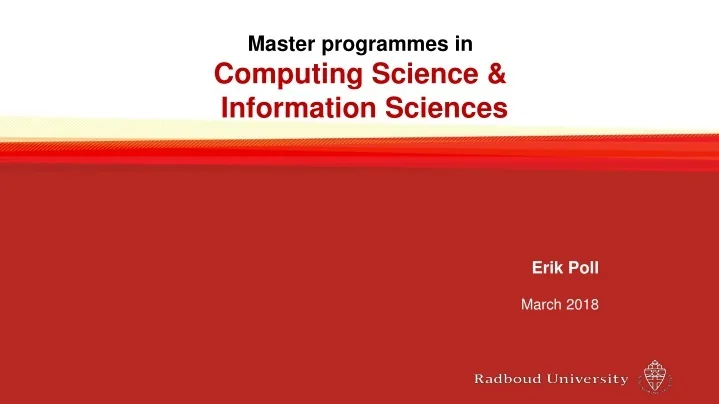 PPT - Master programmes in Computing Science & Information Sciences ...