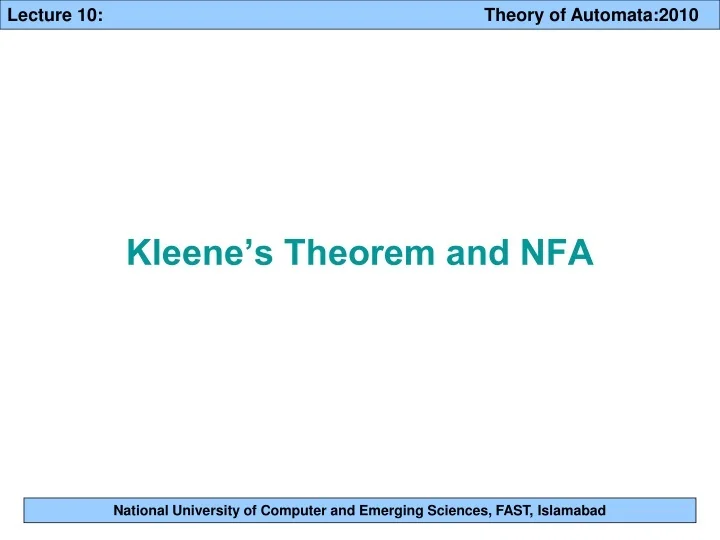 PPT - Kleene’s Theorem and NFA PowerPoint Presentation, free download ...