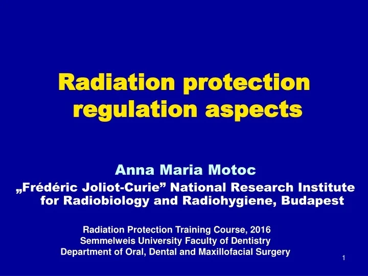 PPT - Radiation p rotection r egulation aspects PowerPoint Presentation ...
