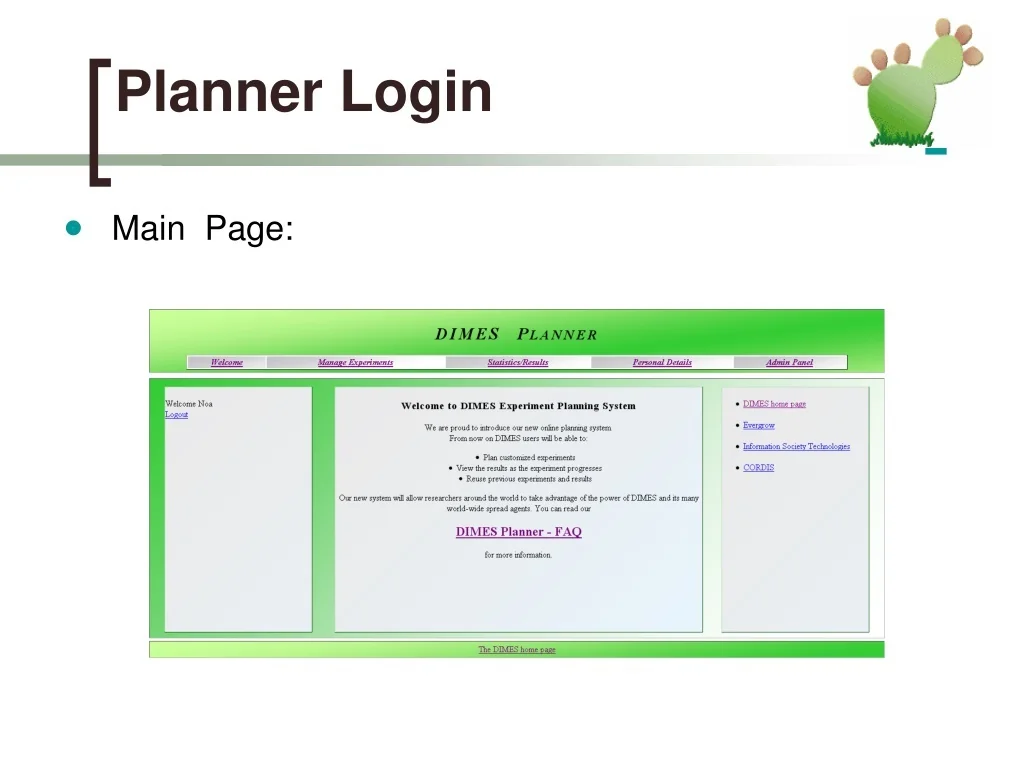 PPT - DIMES Planner: Manage, Monitor, and Analyze Experiments Easily ...
