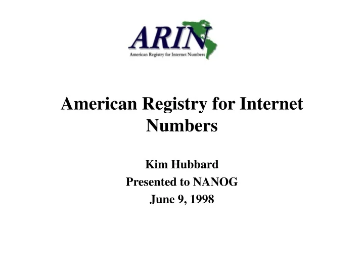 PPT - American Registry for Internet Numbers PowerPoint Presentation ...