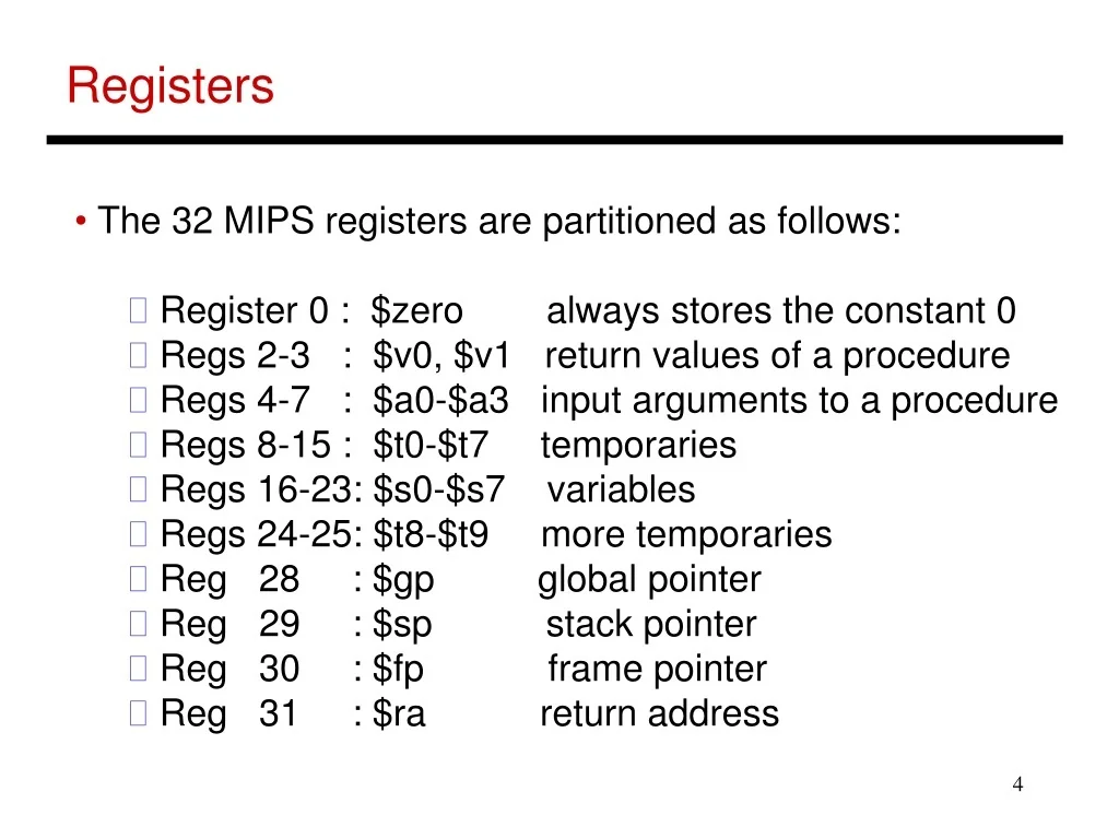 PPT - Procedure Calls and Registers in MIPS Assembly PowerPoint ...