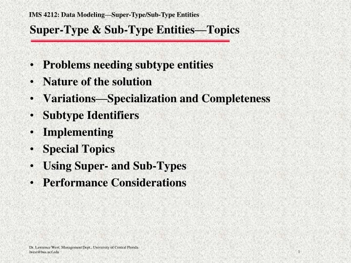 PPT - Super-Type & Sub-Type Entities—Topics PowerPoint Presentation ...