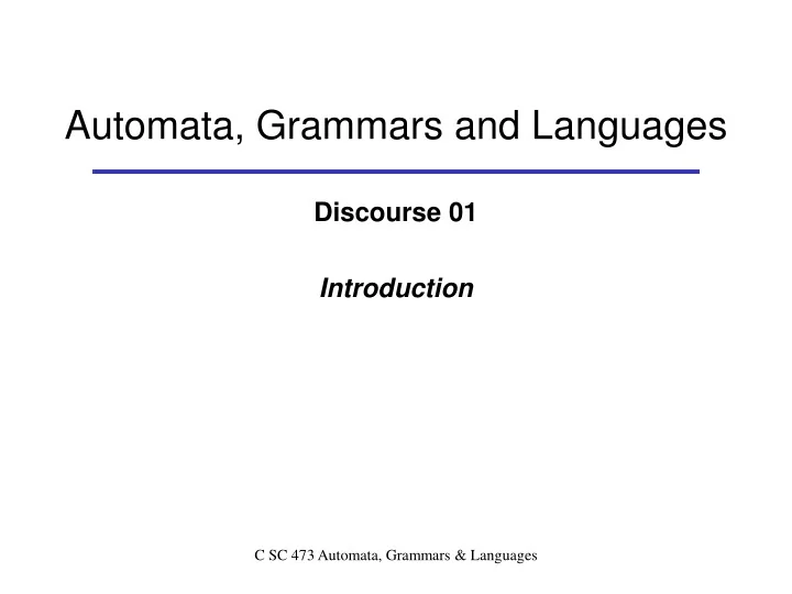 PPT - Automata, Grammars and Languages PowerPoint Presentation, free ...