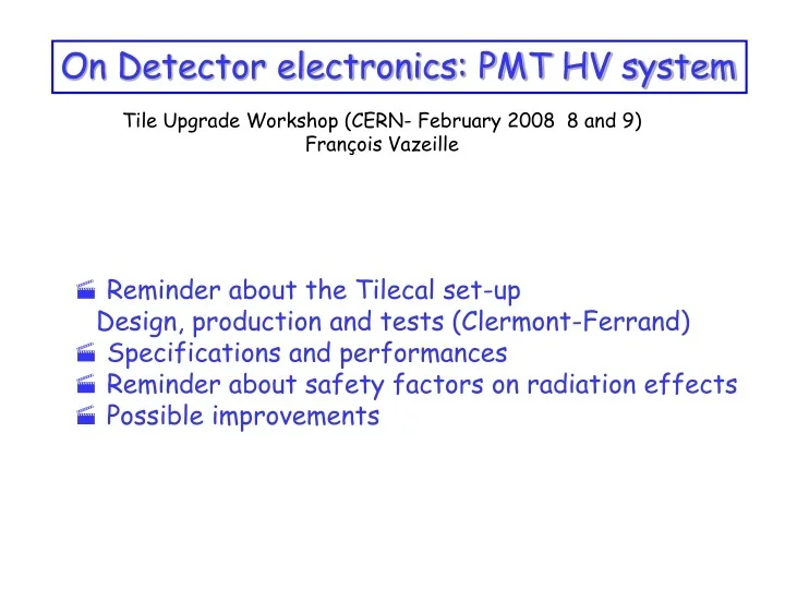 PPT - On Detector electronics: PMT HV system PowerPoint Presentation ...
