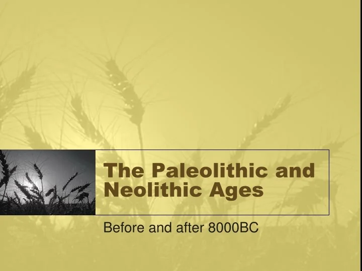 PPT - The Paleolithic and Neolithic Ages PowerPoint Presentation, free ...