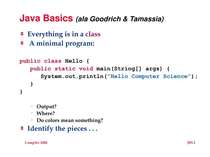 PPT - Java Basics (ala Goodrich & Tamassia) PowerPoint Presentation ...