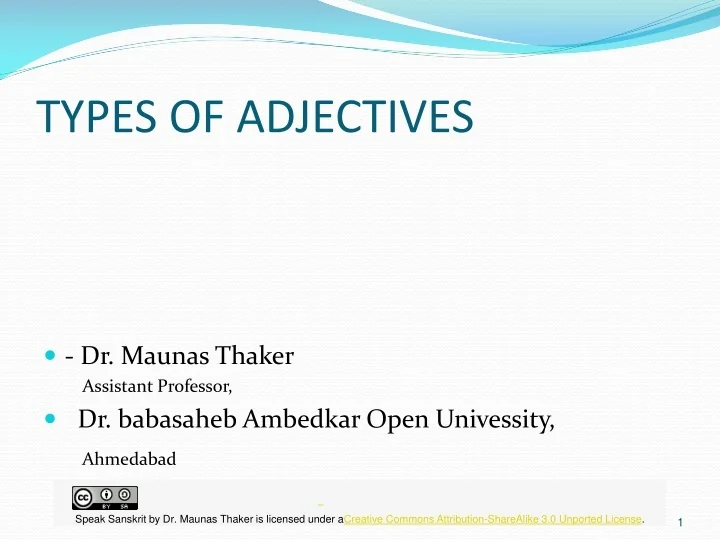 PPT - TYPES OF ADJECTIVES PowerPoint Presentation, free download - ID ...