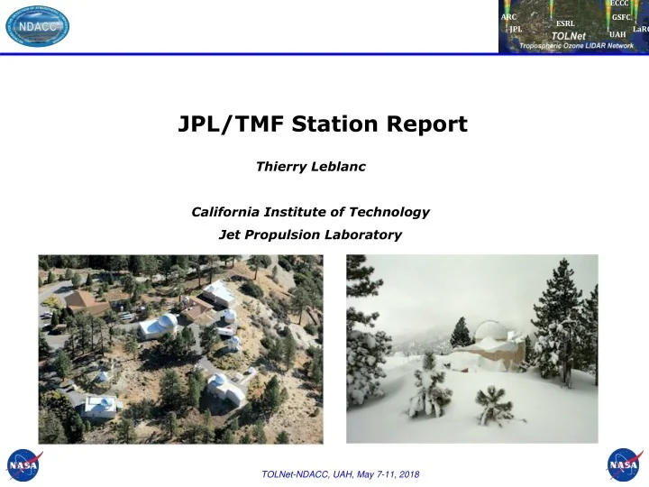 PPT - Thierry Leblanc California Institute of Technology Jet Propulsion ...