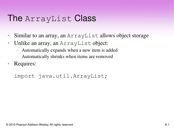 PPT - The ArrayList Class PowerPoint Presentation, free download - ID ...