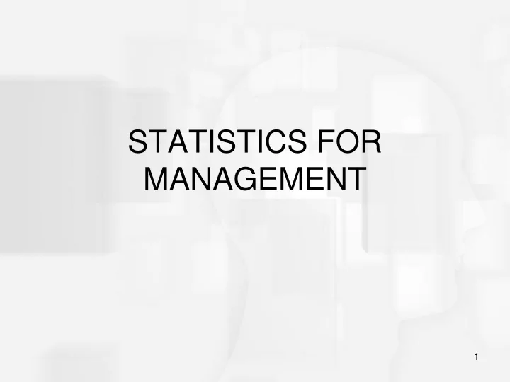 PPT - STATISTICS FOR MANAGEMENT PowerPoint Presentation, free download ...