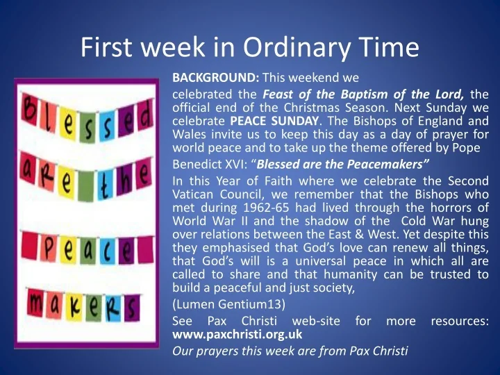 PPT - First week in Ordinary Time PowerPoint Presentation, free ...