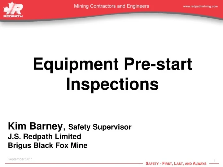 PPT - Equipment Pre-start Inspections PowerPoint Presentation, free ...