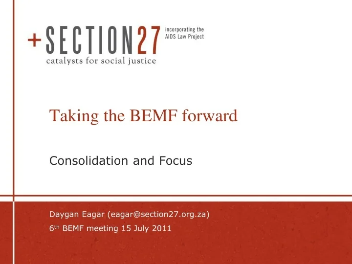 PPT - Taking the BEMF forward PowerPoint Presentation, free download ...