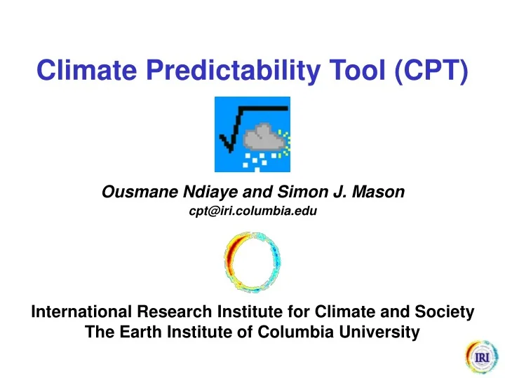 PPT - Climate Predictability Tool (CPT) PowerPoint Presentation, free ...