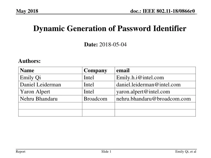 PPT - Dynamic Generation of Password Identifier PowerPoint Presentation ...