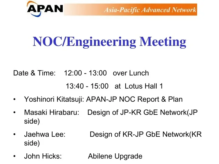 PPT - NOC/Engineering Meeting PowerPoint Presentation, free download ...