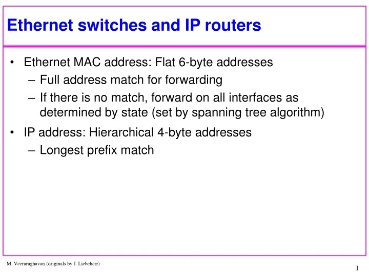 PPT - Ethernet switches and IP routers PowerPoint Presentation, free ...