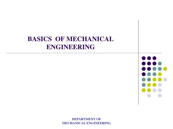 PPT - BASICS OF MECHANICAL ENGINEERING PowerPoint Presentation, free ...