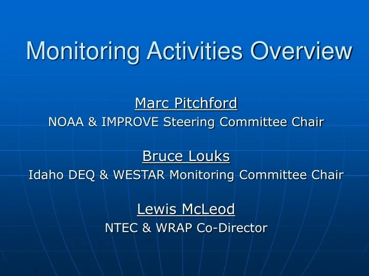 PPT - Monitoring Activities Overview PowerPoint Presentation, free ...