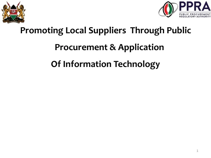 PPT - Promoting Local Suppliers Through Public Procurement ...