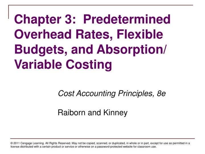 PPT - Chapter 3: Predetermined Overhead Rates, Flexible Budgets, and ...