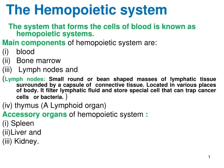PPT - The Hemopoietic system PowerPoint Presentation, free download ...