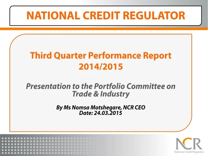 PPT - Third Quarter Performance Report 2014/2015 PowerPoint ...