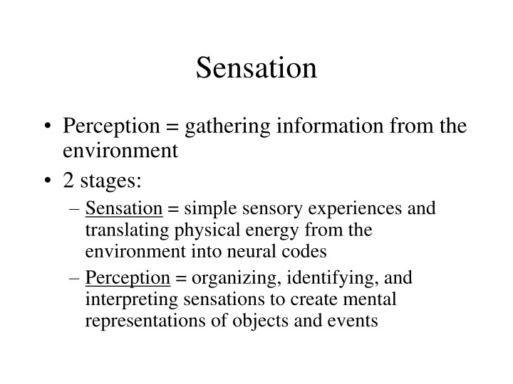 PPT - Sensation PowerPoint Presentation, free download - ID:9689009