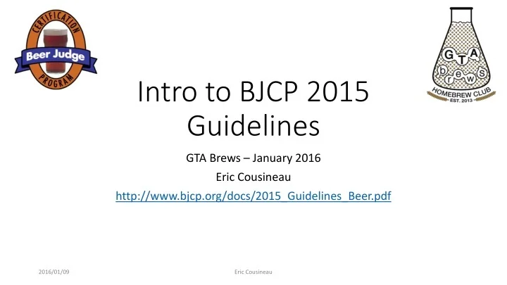 PPT - Intro to BJCP 2015 Guidelines PowerPoint Presentation, free ...