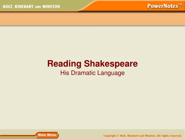 PPT - Reading Shakespeare PowerPoint Presentation, free download - ID ...