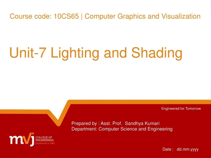 PPT - Unit-7 Lighting and Shading PowerPoint Presentation, free download - ID:9691743