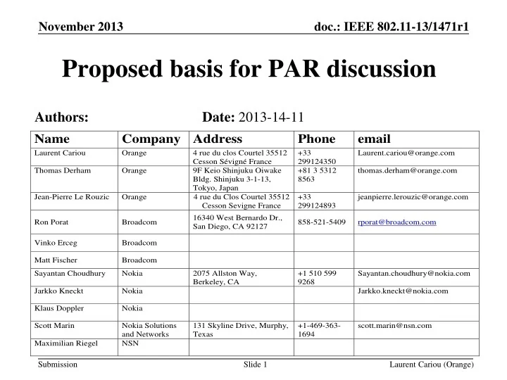 PPT - Proposed basis for PAR discussion PowerPoint Presentation, free ...