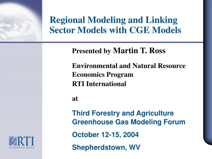 PPT - Regional Modeling and Linking Sector Models with CGE Models ...