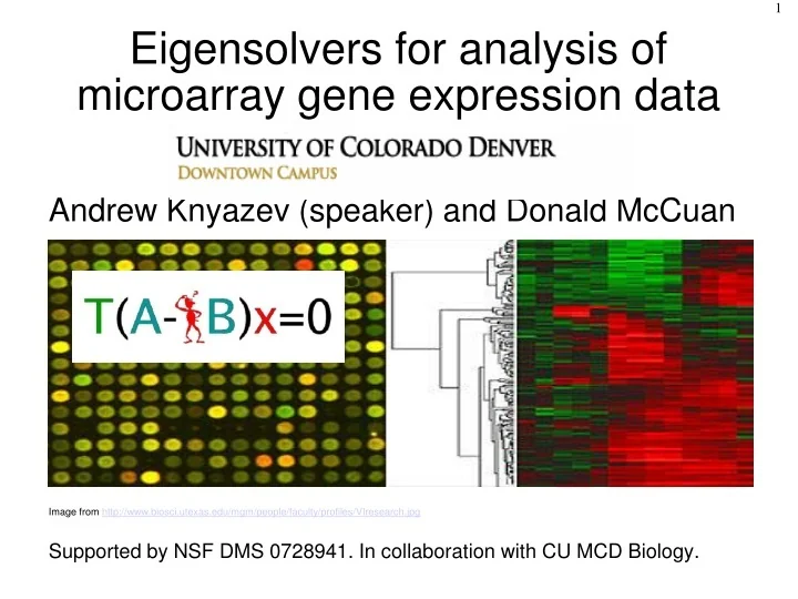 PPT - Eigensolvers for analysis of microarray gene expression data ...