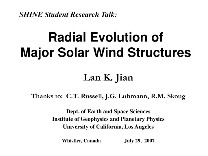 PPT - Radial Evolution of Major Solar Wind Structures PowerPoint ...