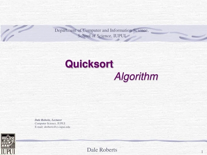PPT - Quicksort Algorithm PowerPoint Presentation, free download - ID ...