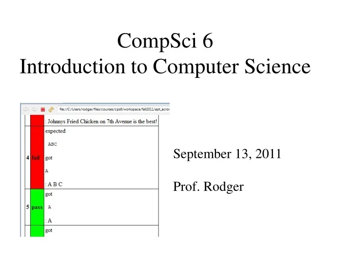 PPT - CompSci 6 Introduction to Computer Science PowerPoint ...