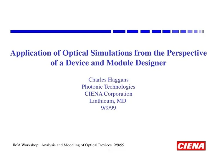 PPT - Application of Optical Simulations from the Perspective of a ...