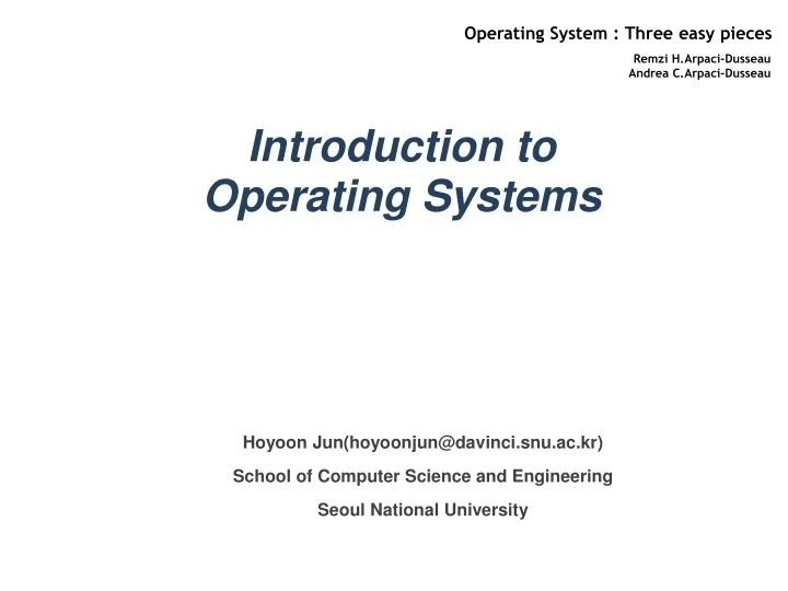 PPT - Introduction to Operating Systems PowerPoint Presentation, free ...
