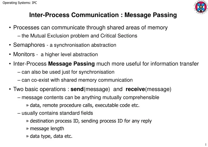 PPT - Inter-Process Communication : Message Passing PowerPoint Presentation - ID:9699617