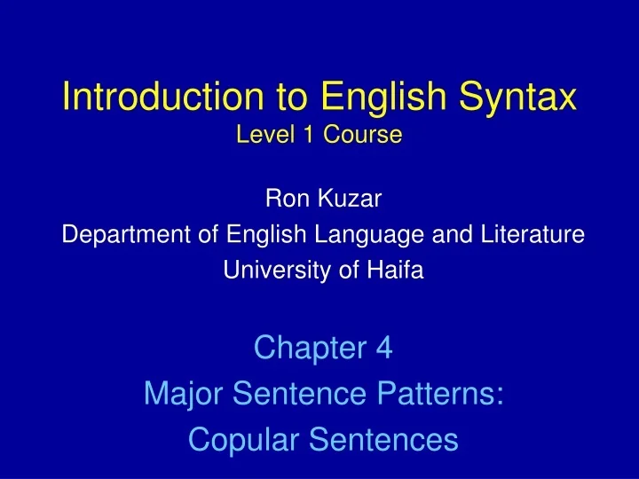 PPT - Introduction to English Syntax Level 1 Course PowerPoint ...