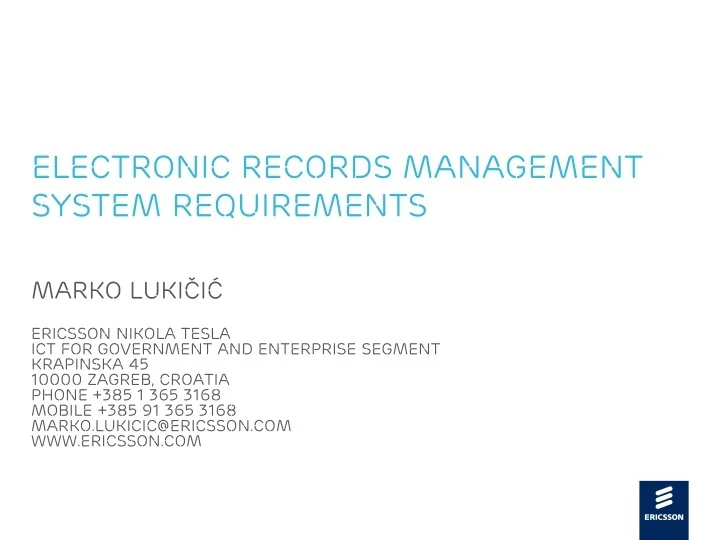 PPT - Electronic Records Management System Requirements PowerPoint ...