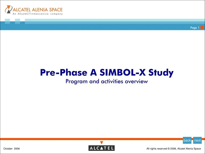 PPT - Pre-Phase A SIMBOL-X Study Program and activities overview ...