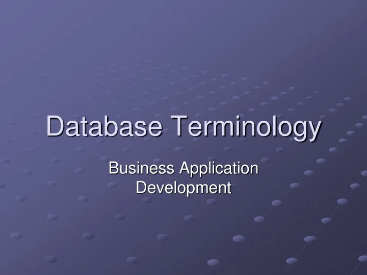 PPT - Database Terminology PowerPoint Presentation, free download - ID ...
